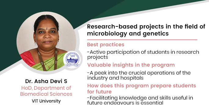 VIT University: Dr. Asha Devi S, HoD, Department of Biomedical Sciences