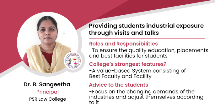 PSR Law College: Dr. B Sangeetha, Principal
