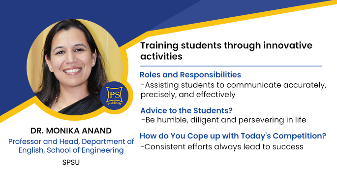 SPSU: Dr. Monika Anand, Professor and Head, Department of English, School of Engineering