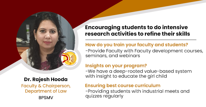 BPSMV: Dr. Rajesh Hooda, Faculty and Chairperson, Department of Law