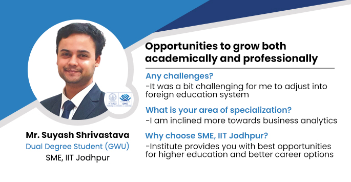 SME, IIT Jodhpur: Mr. Suyash Shrivastava, Dual Degree Student