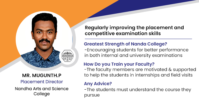 Nandha Arts and Science College: Mr. Mugunth.P, Placement Director