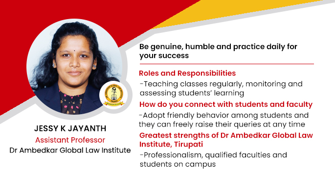 Dr Ambedkar Global Law Institute: Jessy K Jayanth, Assistant Professor