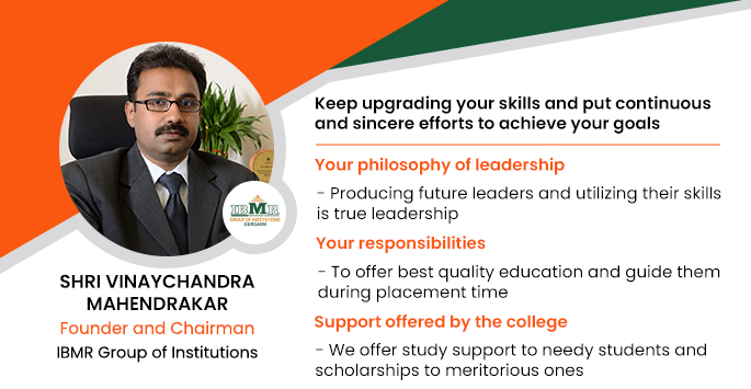 IBMR Group of Institutions: Shri Vinaychandra Mahendrakar, Founder and ...