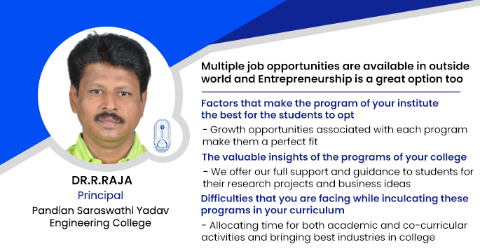 Pandian Saraswathi Yadav Engineering College: Dr.R.Raja, Principal