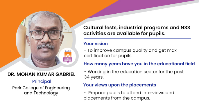 Park College of Engineering and Technology: Dr. Mohan Kumar Gabriel ...