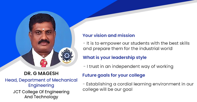 JCT College Of Engineering And Technology: Dr. G Magesh, Head ...
