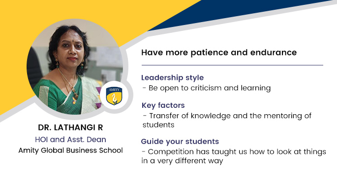 Amity Global Business School, Bangalore: Dr. Lathangi R, HOI and Asst. Dean
