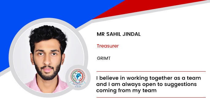GRIMT: Mr Sahil Jindal, Treasurer