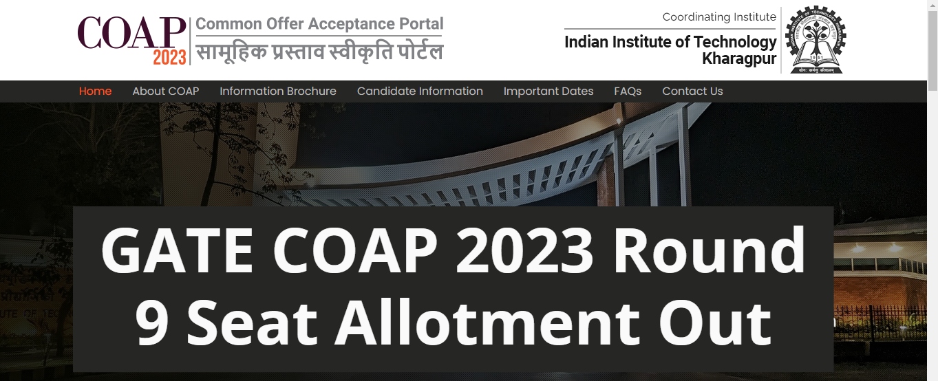 GATE COAP 2023 Round 9 Seat Allotment Out @coap.iitkgp.ac.in; Direct ...