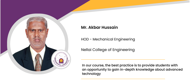 Nellai College of Engineering: Mr. Akbar Hussain, HOD Mechanical Engineering