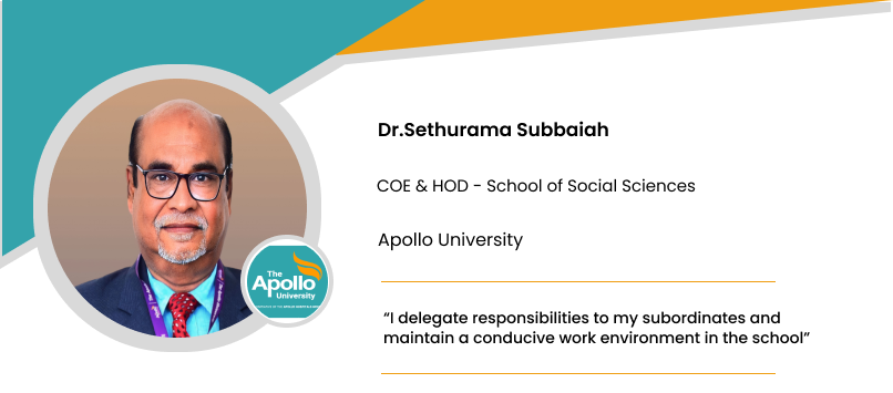 Apollo University: Dr.Sethurama Subbaiah, COE & HOD - School of Social ...