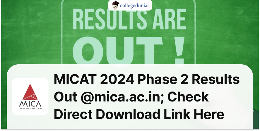 MICAT 2024 Phase 2 Results Out @mica.ac.in; Check Direct Download Link Here