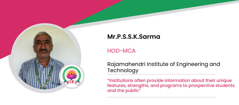 Rajamahendri Institute of Engineering and Technology: Mr.P.S.S.K.Sarma, HOD-MCA