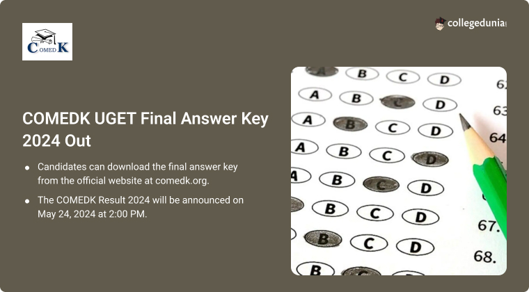 COMEDK UGET Final Answer Key 2024 Out @comedk.org, Get Download Link Here