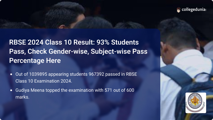 RBSE 2024 Class 10 Result: 93% Students Pass, Check Gender-wise ...