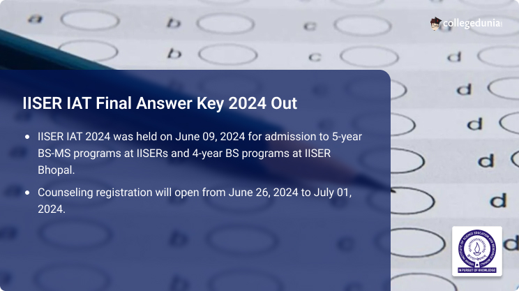 IISER IAT Final Answer Key 2024 Out @iiseradmission.in; Get Download Link Here