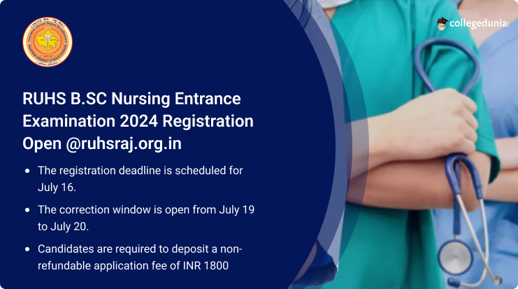 RUHS B.Sc Nursing Entrance Examination 2024 Registration Open Till July 16, Edit Window Opens on ...