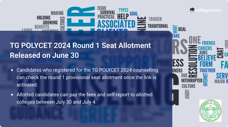 TG POLYCET 2024 Counselling Round 1 Provisional Seat Allotment Out on June 30 @TGpolycet.nic.in ...