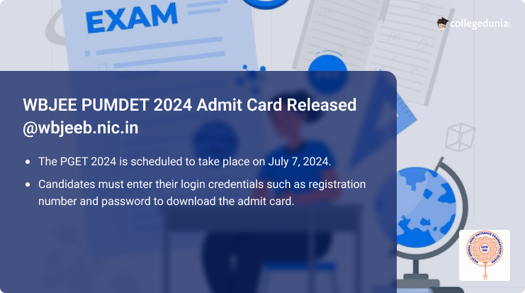 WBJEE PUMDET 2024 Admit Card Out @wbjeeb.nic.in; Get Direct Link Here