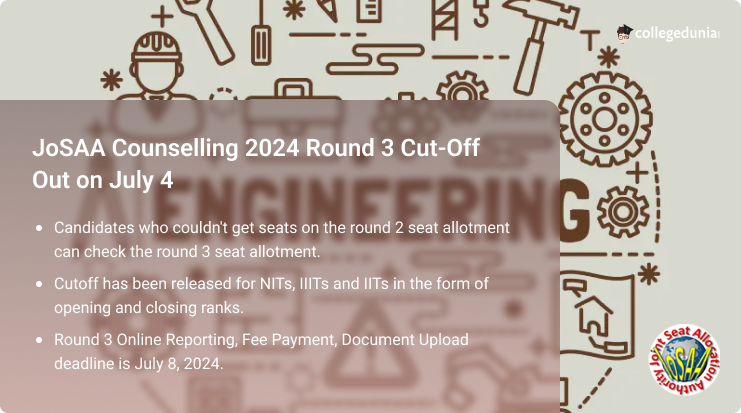JoSAA Counselling 2024 Round 3 Cut-Off Out on July 4, Get Direct Link Here