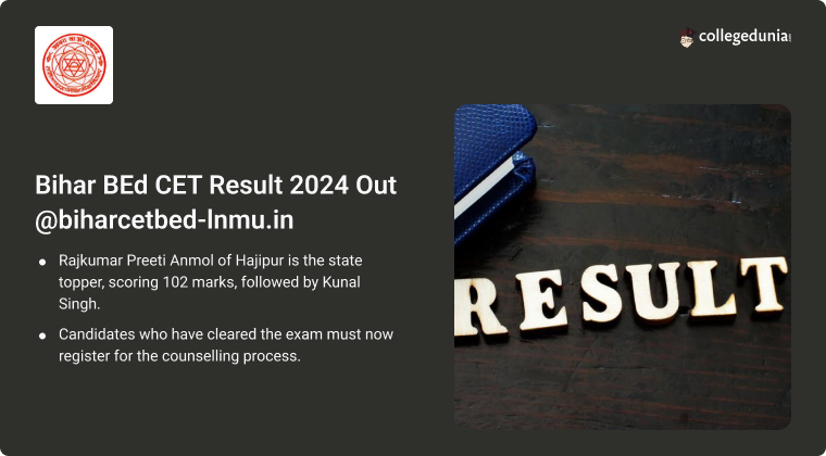 Bihar BEd CET Result 2024 Out @biharcetbed-lnmu.in; Direct Link Here