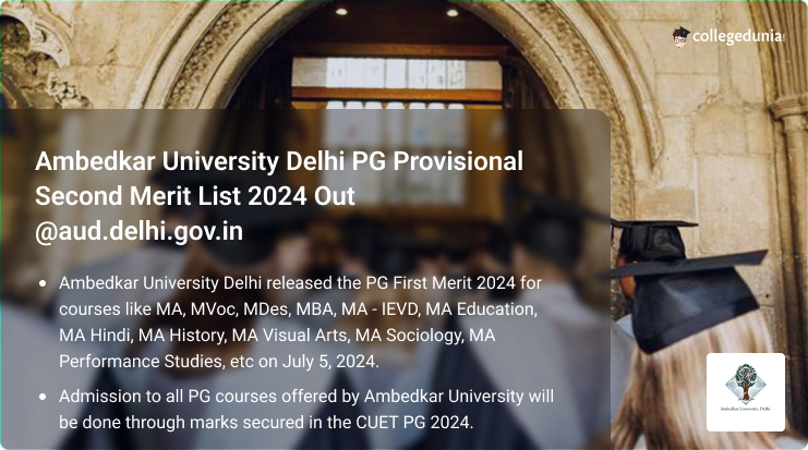 Ambedkar University Delhi PG Provisional Second Merit List 2024 Out @aud.delhi.gov.in; Get ...