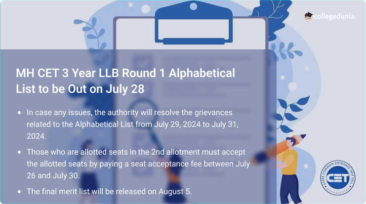 MH CET 3 Year LLB Round 1 Alphabetical List to be Out on July 28, Final ...