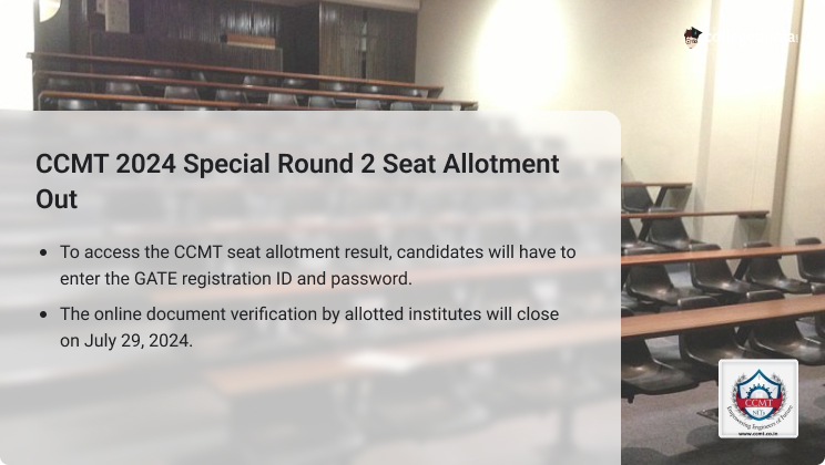 CCMT 2024 Special Round 2 Seat Allotment Out @ccmt.admissions.nic.in ...