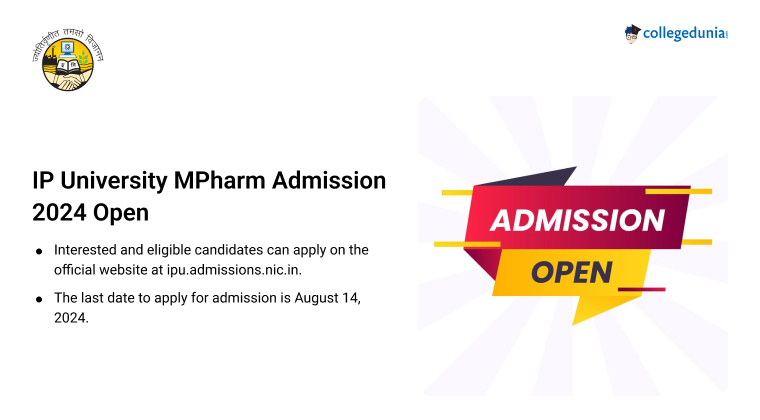 IP University MPharm Admission 2024 Open; Apply till August 14