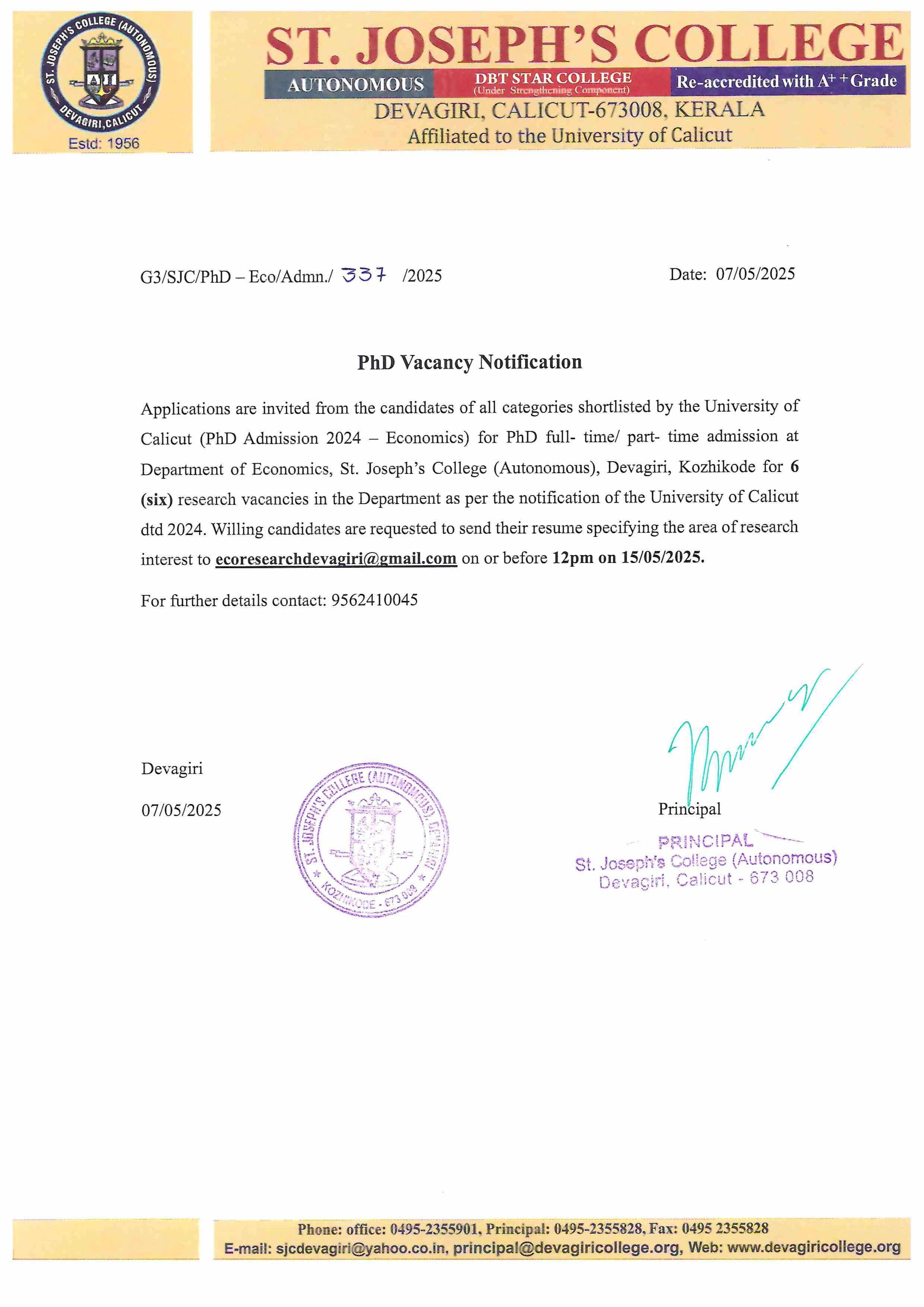 St Joseph's College Devagiri Calicut: Fees, Admission 2025, Courses ...