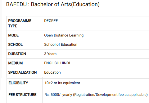 IGNOU BA Education: Fees 2026, Course Duration, Dates, Eligibility