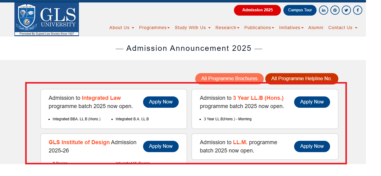 GLS University Admission 2025 Now Open; Check Direct Link to Apply