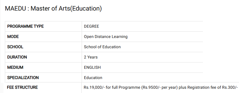 IGNOU M.A Education: Fees 2025, Course Duration, Dates, Eligibility