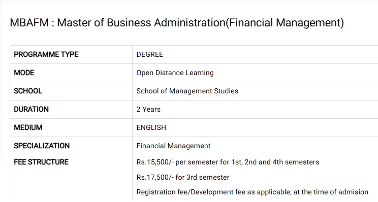 IGNOU MBA Financial Management: Fees 2025, Course Duration, Dates ...