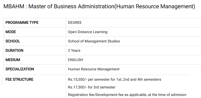 IGNOU MBA Human Resource Management: Fees 2025, Course Duration, Dates ...
