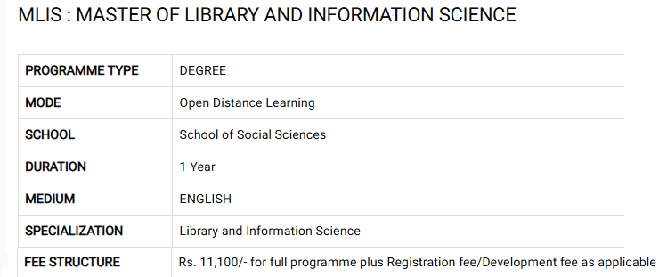 IGNOU M.Lib.I.Sc : Fees 2025, Course Duration, Dates, Eligibility