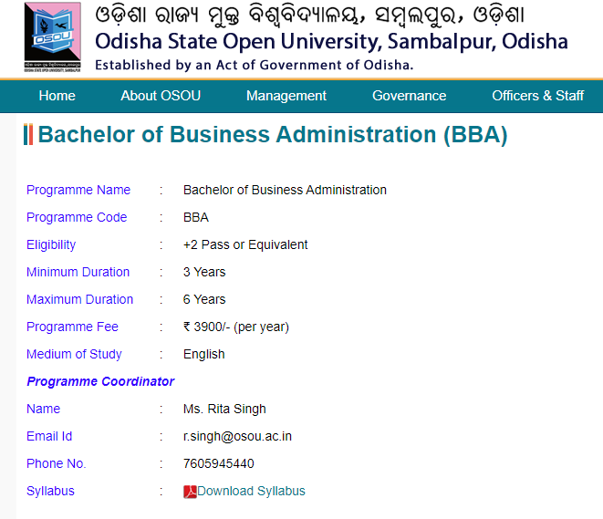 OSOU BBA : Fees 2025, Course Duration, Dates, Eligibility