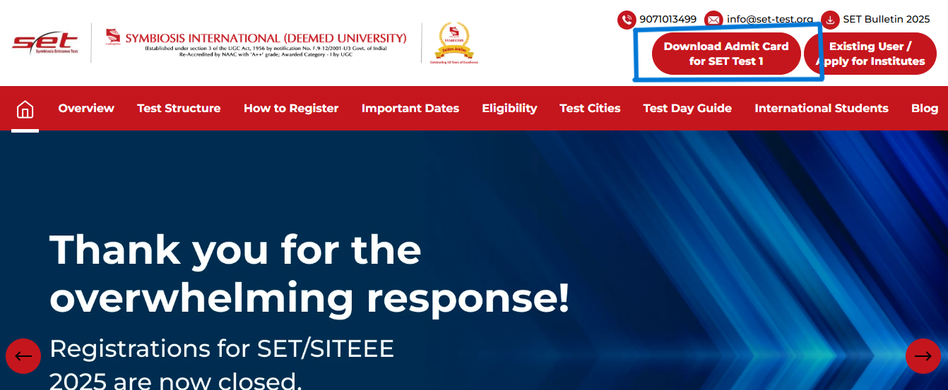 SET 2025 Admit Card Out for Test 1: Download SET Admit Card 2025 @set ...