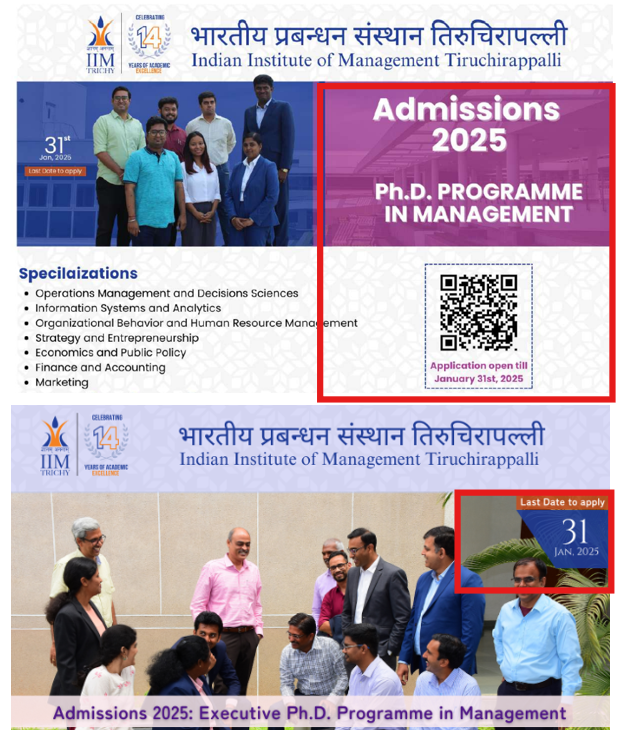 IIM Trichy PhD & Executive PhD Admission 2025 Open; Apply by January 31