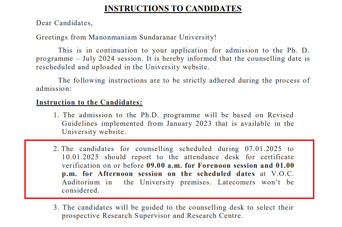 MS University Announces Updated Merit List for PhD English and ...