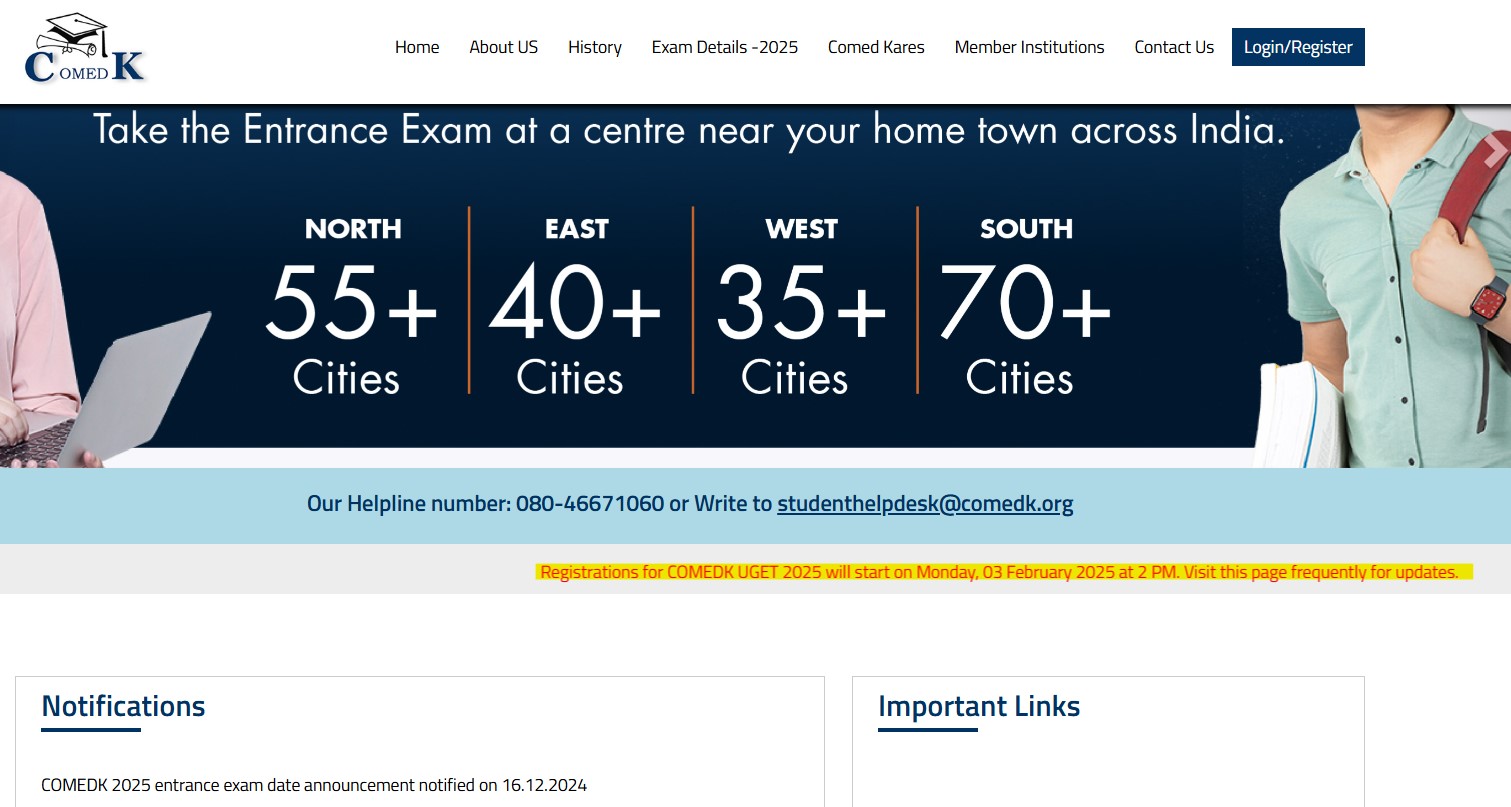 COMEDK UGET 2025 Registrations Begins Today; Exam on May 10