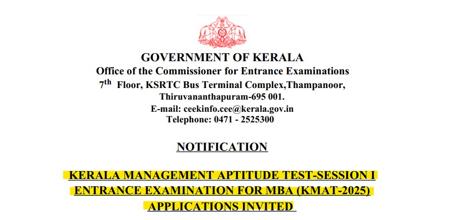 KMAT Kerala 2025: Applications Open for First Session, Apply Now