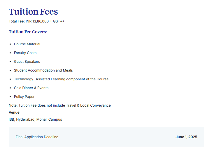 ISB Hyderabad Certification Public Policy: Fees 2025, Course Duration ...