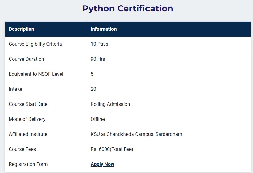 Kaushalya The Skill University Ahmedabad Certification Programming with Python: Fees 2025 ...