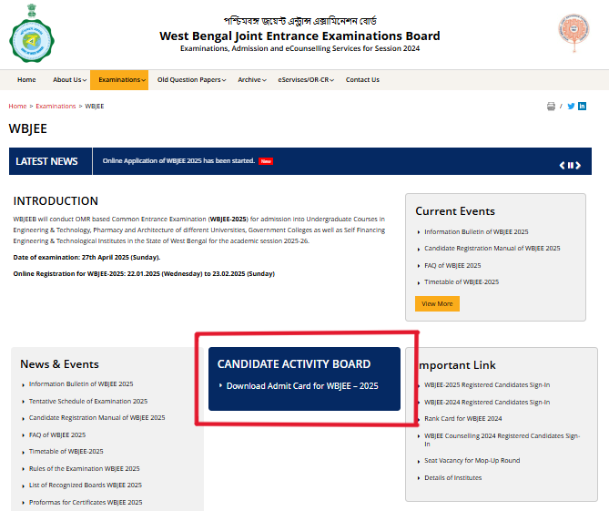 WBJEE Admit Card 2025 Out, Exam on April 27; Download @ wbjeeb.nic.in