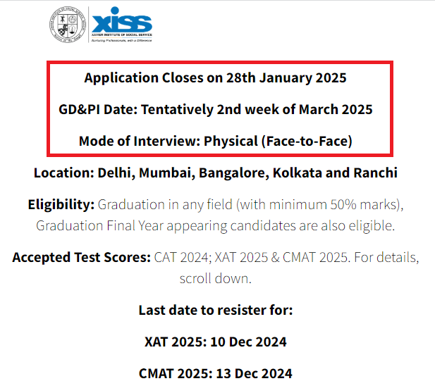 XISS Opens PGDM Admissions 2025-27; Apply by January 28