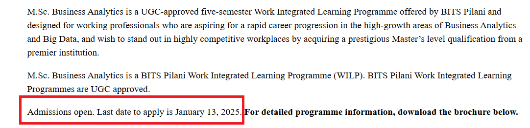 BITS Pilani WILP Admission 2025 Open for UG & PG programs; Apply by January 13