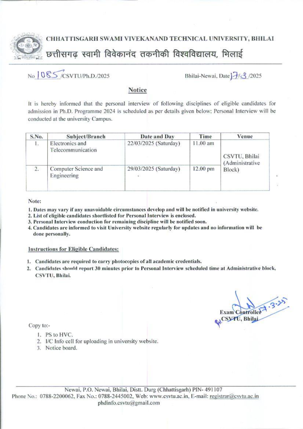 CSVTU Admission 2025: Dates, Fees, Eligibility, Application Process ...