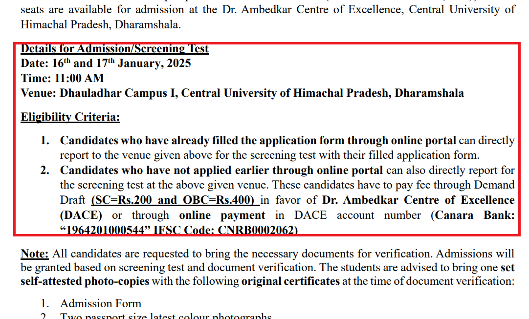 CUHP Admissions 2025 Open For Vacant Seats: Check Details Here